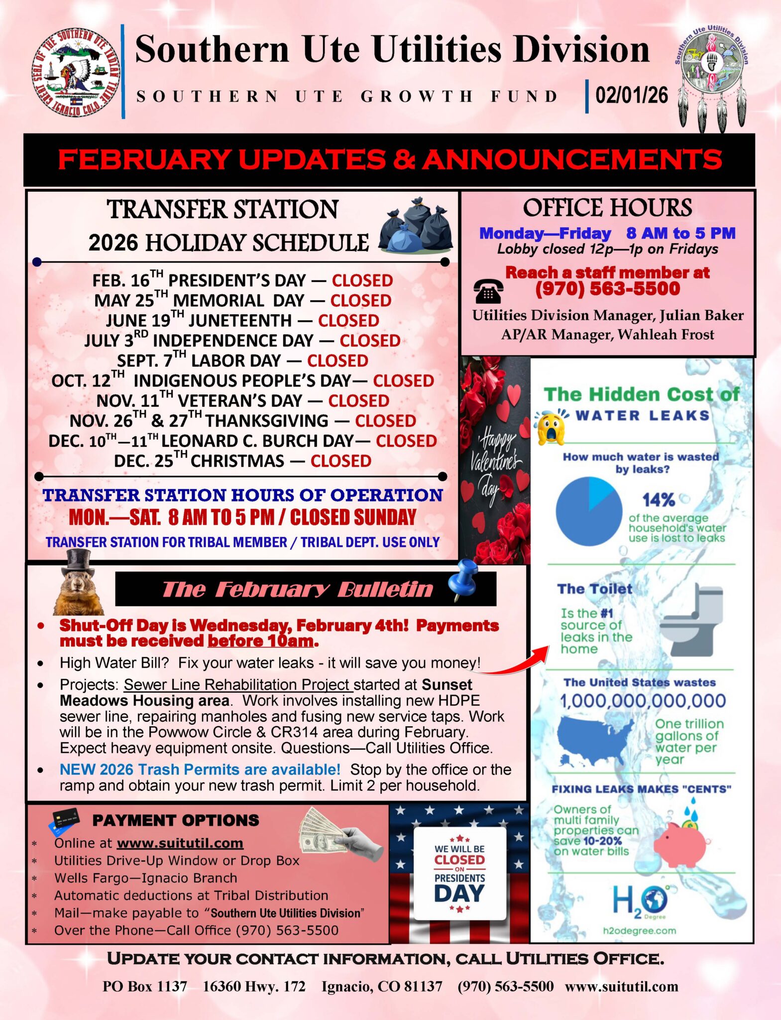 February 2026 Updates / Announcements – Southern Ute Utilities Division